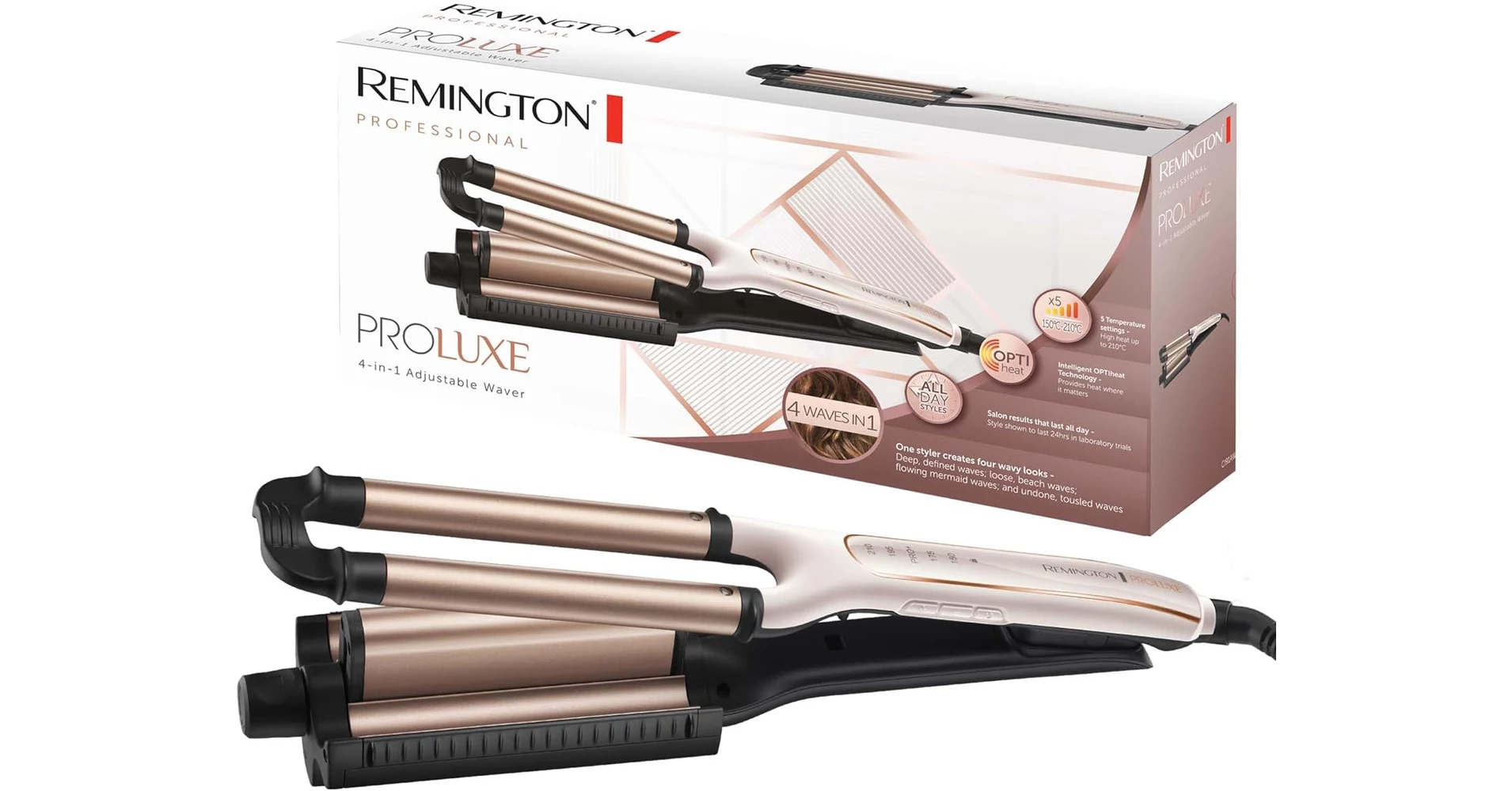 Remington CI91AW PROluxe 4-in-1 Beach Waves hajformázó - Fehér